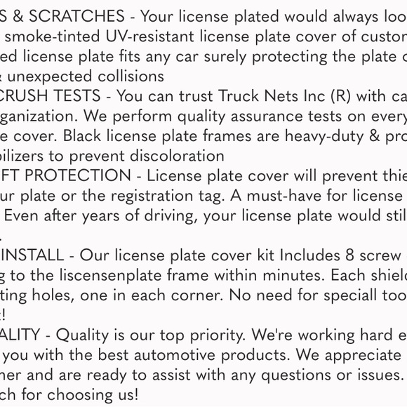 Accessories | Tinted License Plate Cover Set Of Standard Fit Front Back ...